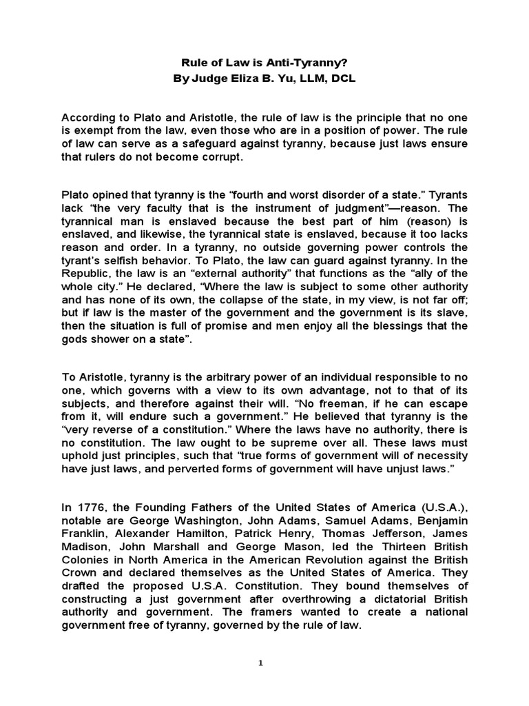 Rule of Law Is Anti-Tyranny? | PDF | Public Sphere | Government Information