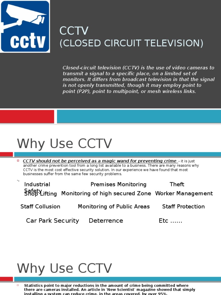 CCTV Presentation | PDF | Zoom Lens | Closed Circuit Television