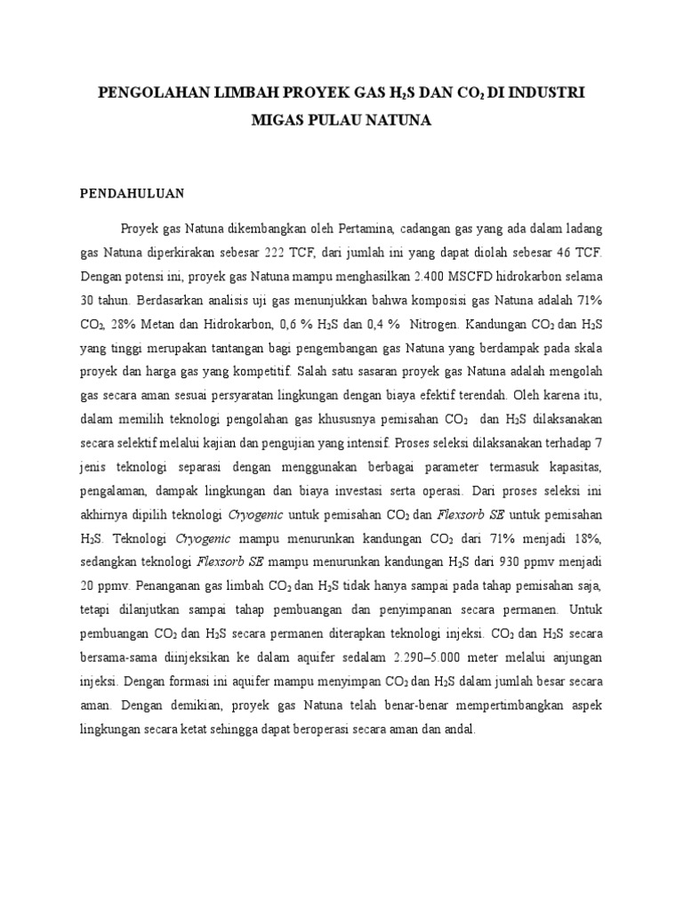 Pengolahan Limbah Gas Pulau Natuna | PDF