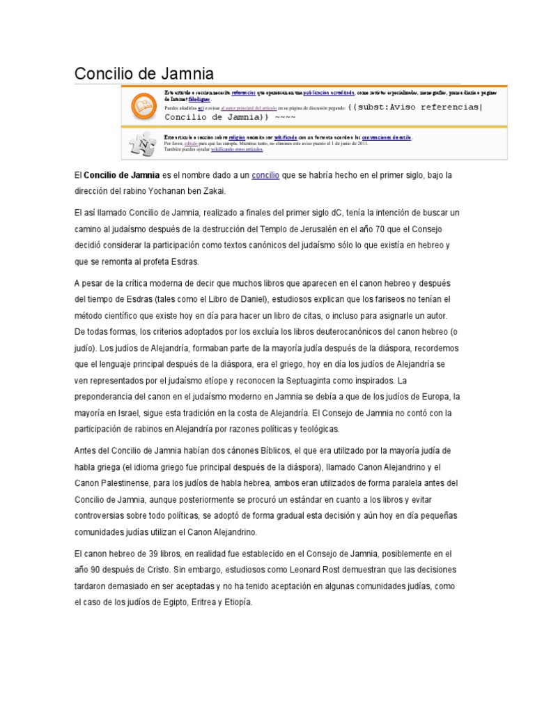 Concilio de Jamnia | PDF | Canon bíblico | Judios