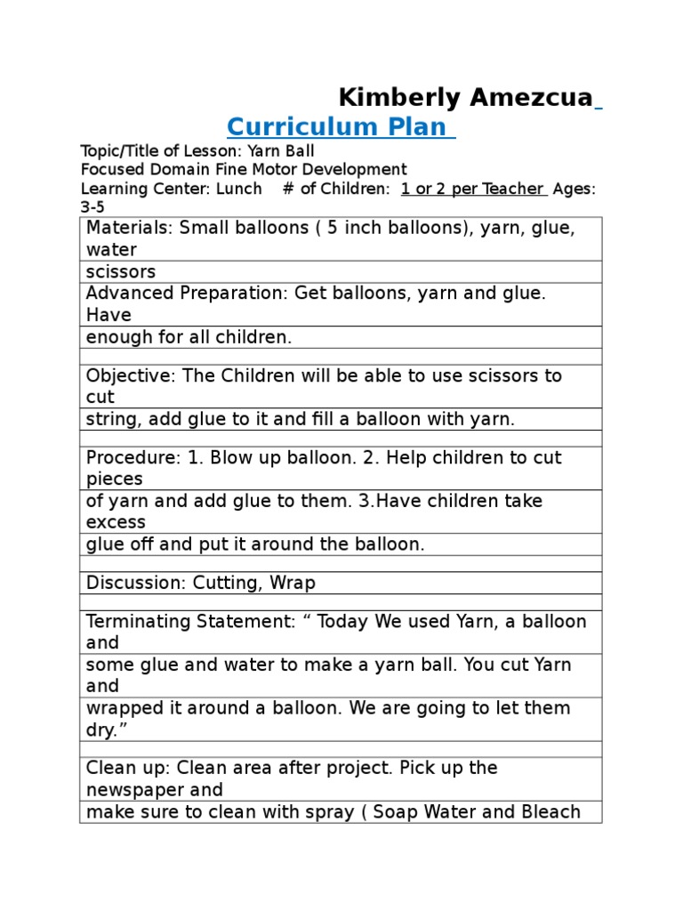 Activity Plan Pdf