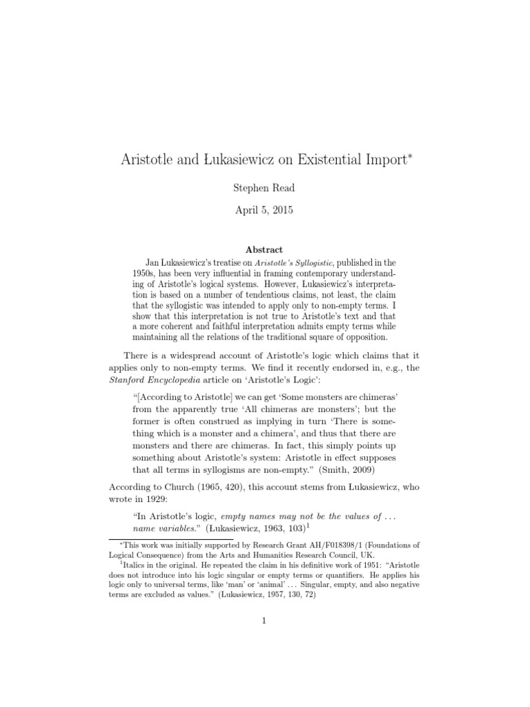 Existential Import | PDF | Logic | Cognitive Science