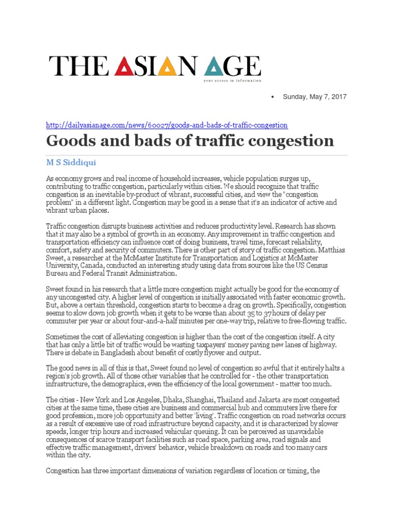 Traffic Congestion: Economic Impact Analysis | PDF | Traffic Congestion ...