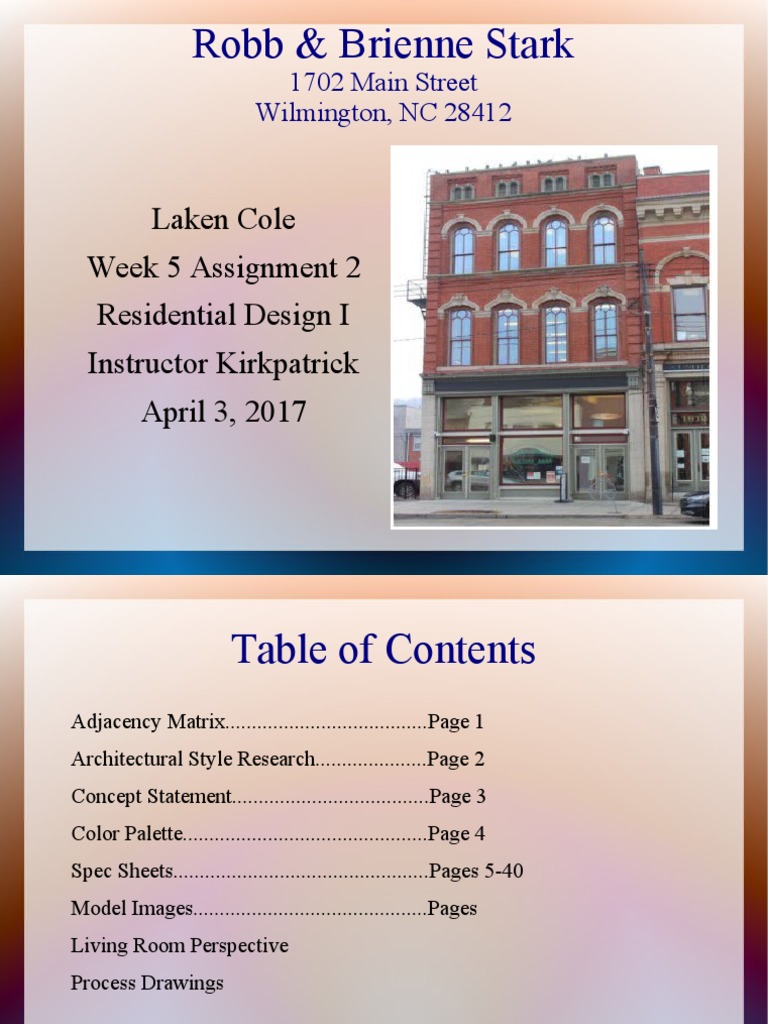 Robb & Brienne Stark: Laken Cole Week 5 Assignment 2 Residential Design ...