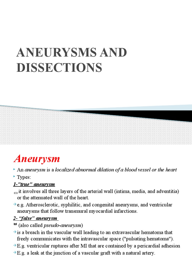 Vascular Aneurysms & Dissections | PDF | Aorta | Vascular Diseases