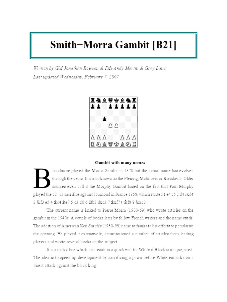 Smith-Morra Gambit | PDF | Chess Openings | Chess