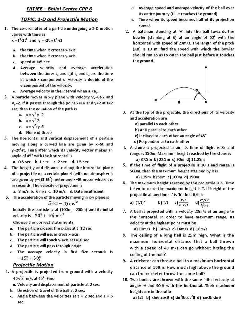 Fiit Jee CPP-8-Projectile-Motion PDF | PDF | Projectiles | Speed