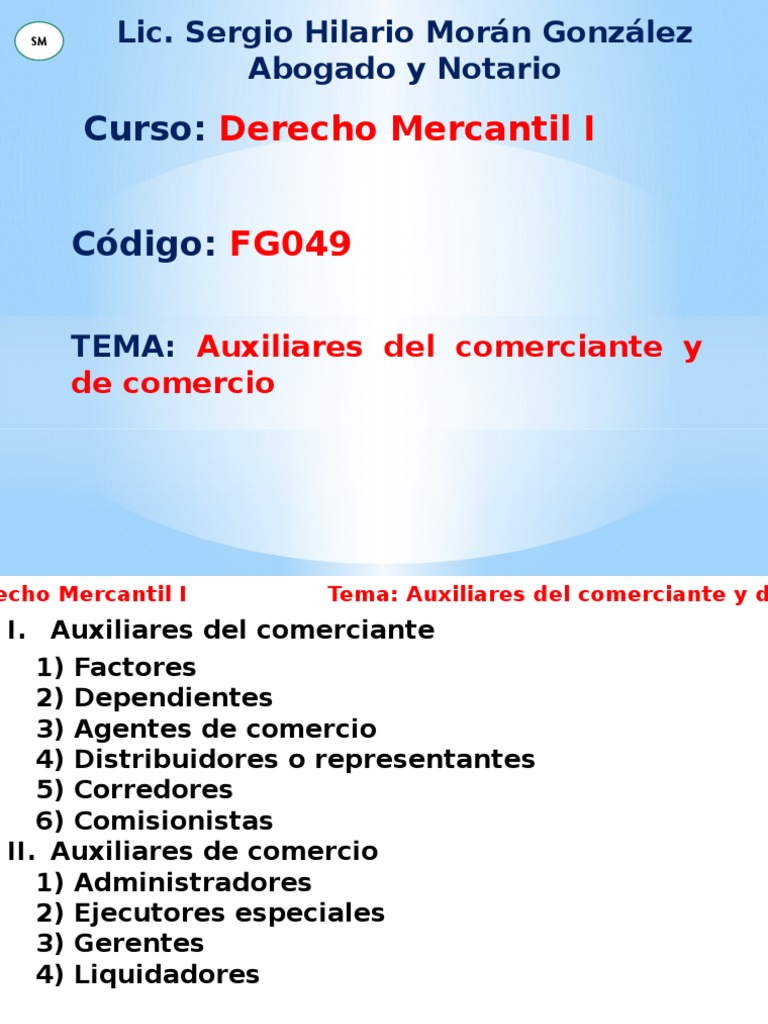 Tema 9 Auxiliares Del Comerciante y de Comercio. | PDF | Liquidación | Derecho laboral