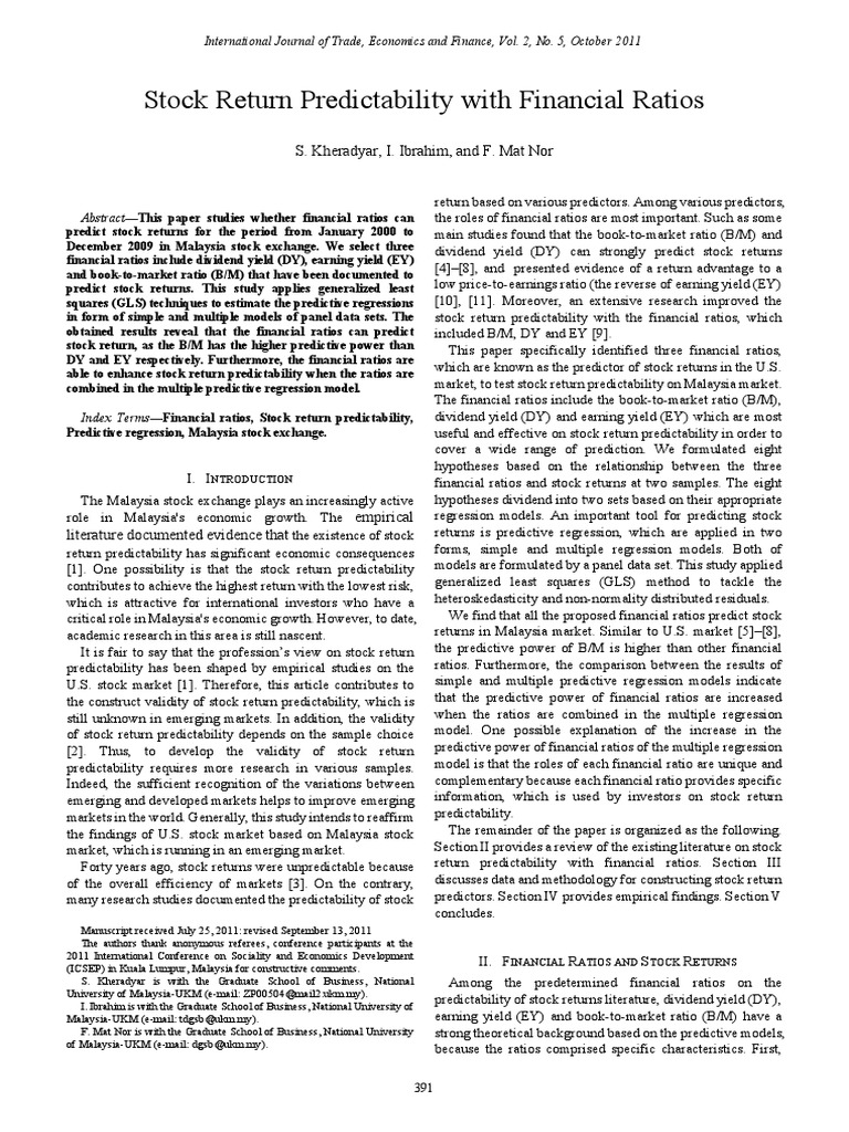 Stock Return Predictability With Financial Ratios | PDF | Ordinary Least Squares | Statistics