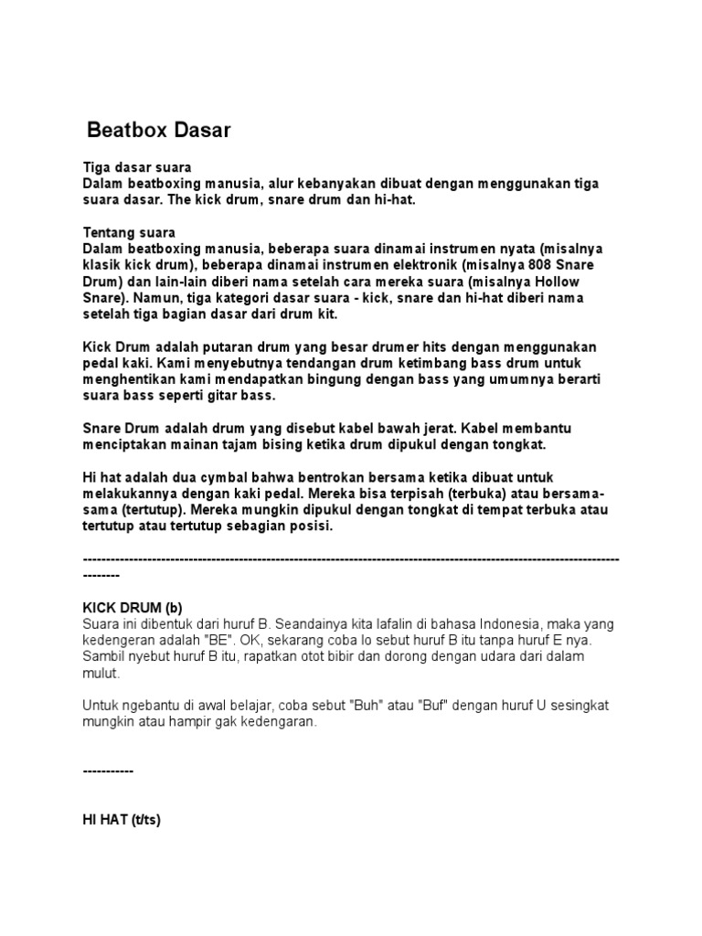 Beatbox Dasar | PDF | Kajian Bahasa Asing