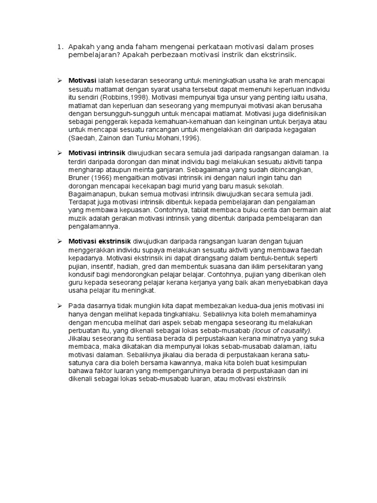 Apakah Yang Anda Faham Mengenai Perkataan Motivasi Dalam Proses ...