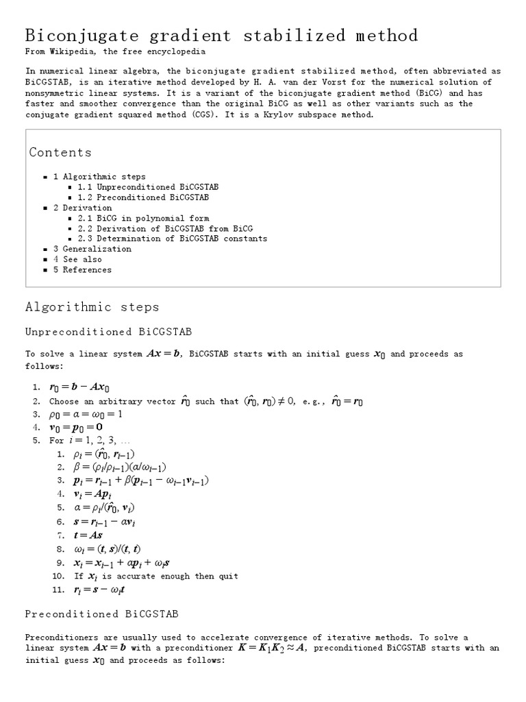 BiCGSTAB- Biconjugate Gradient Stabilized Method | Mathematics Of Computing | Computational Science