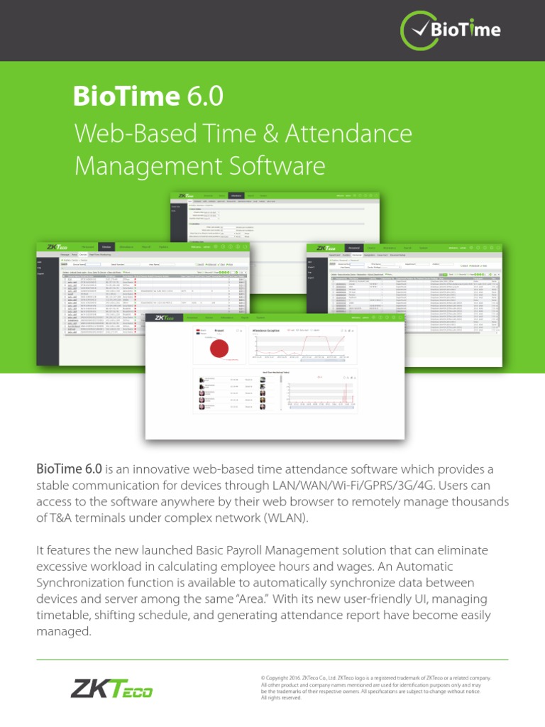 Biotime 6.0: Web-Based Time & Attendance Management Software | PDF ...