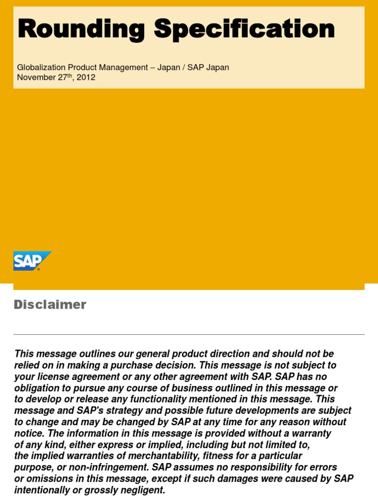 Rounding Specification: Globalization Product Management - Japan / SAP ...
