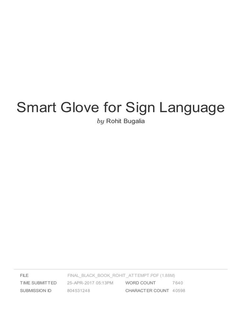 Smart Glove For Sign Language: by Rohit Bugalia | PDF | Cybernetics ...