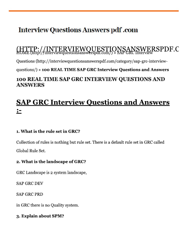 SAP GRC Interview Questions and Answers PDF | PDF