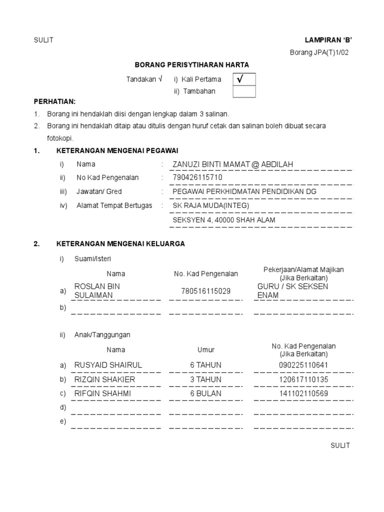 Borang Perisytiharan Harta-2 | PDF Borang Perisytiharan Harta-2 | PDF