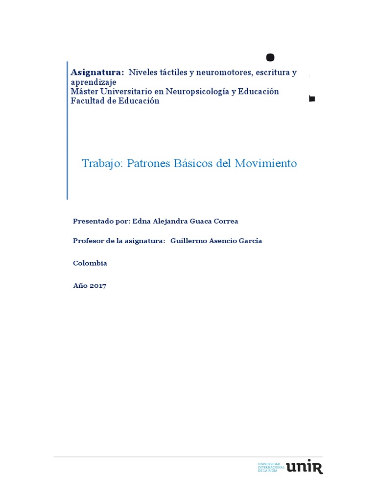 Trabajo de Niveles Patrones Basicos de Movimiento | PDF | Pie ...