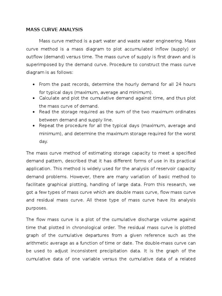 Mass Curve Analysis | PDF | Reservoir | Dam