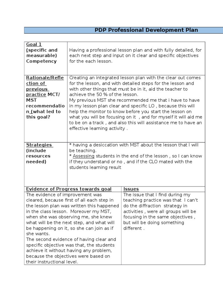 PDP Professional Development Plan 3 | PDF