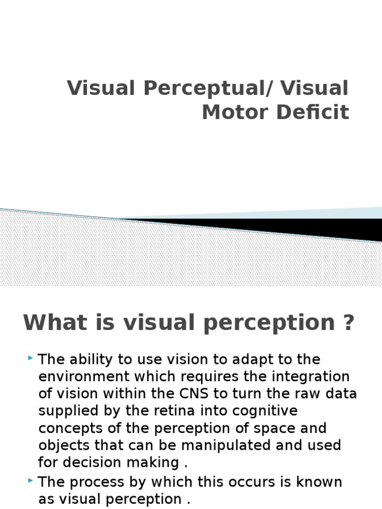 Visual Perceptual/ Visual Motor Deficit | PDF | Visual System | Perception
