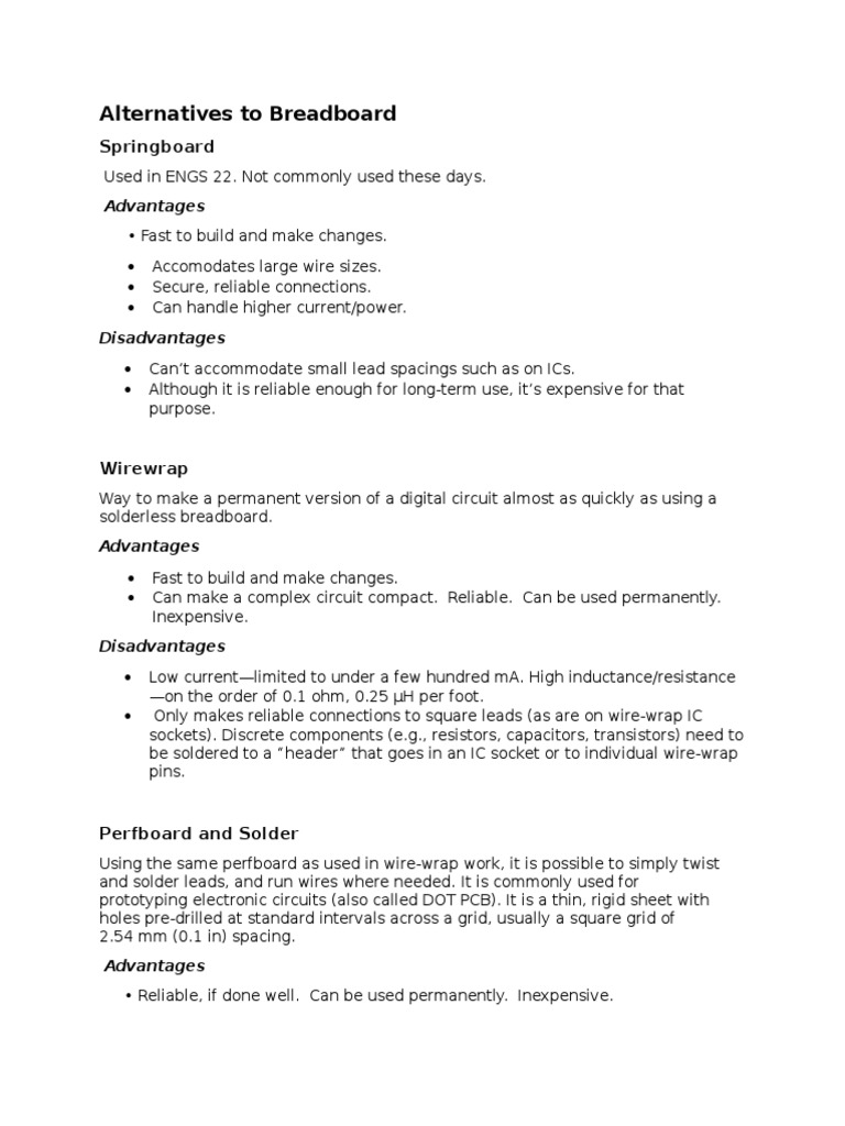 Breadboard Alternatives and Comparisons | PDF | Printed Circuit Board ...