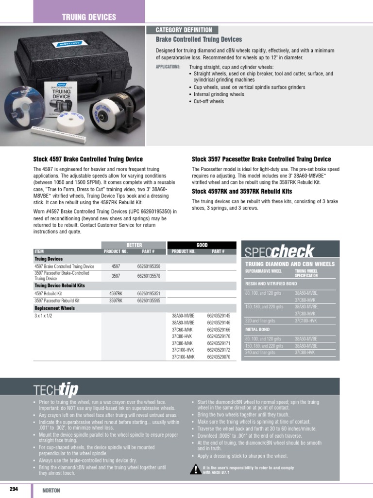 Truing Devices: Stock 4597 Brake Controlled Truing Device Stock 3597 ...