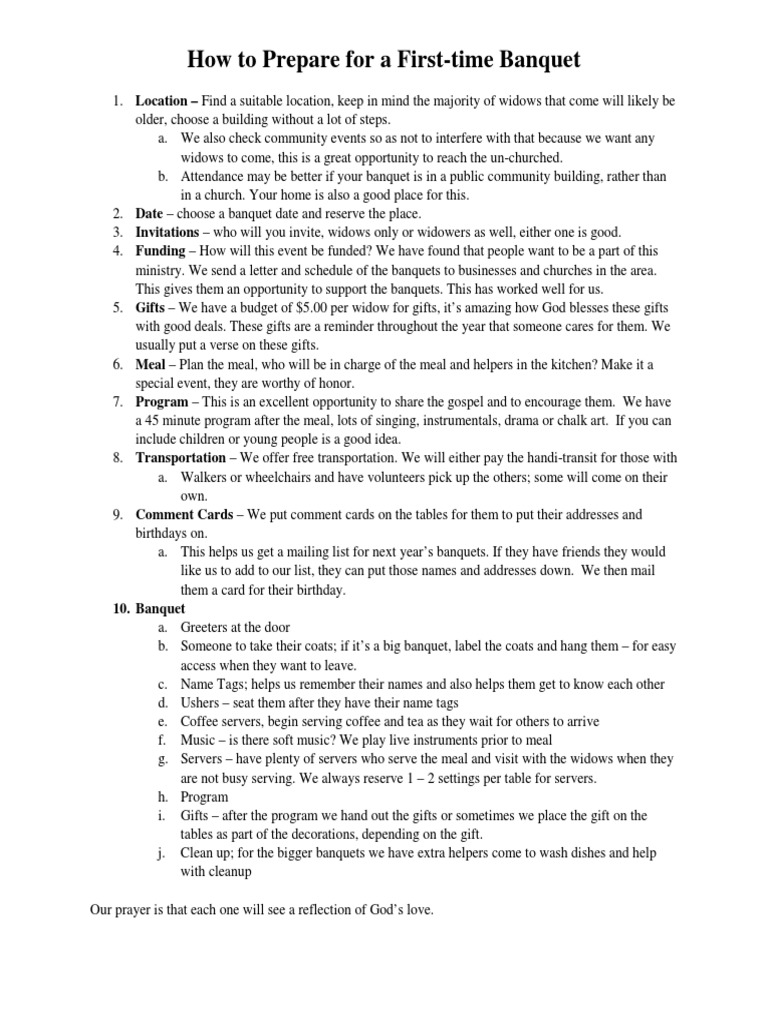 How To Prepare For A First-Time Banquet | PDF