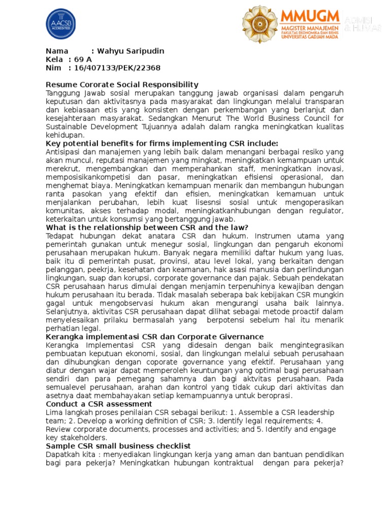 Resume Etika Bisnis CSR Dan Pepsi Cola | PDF
