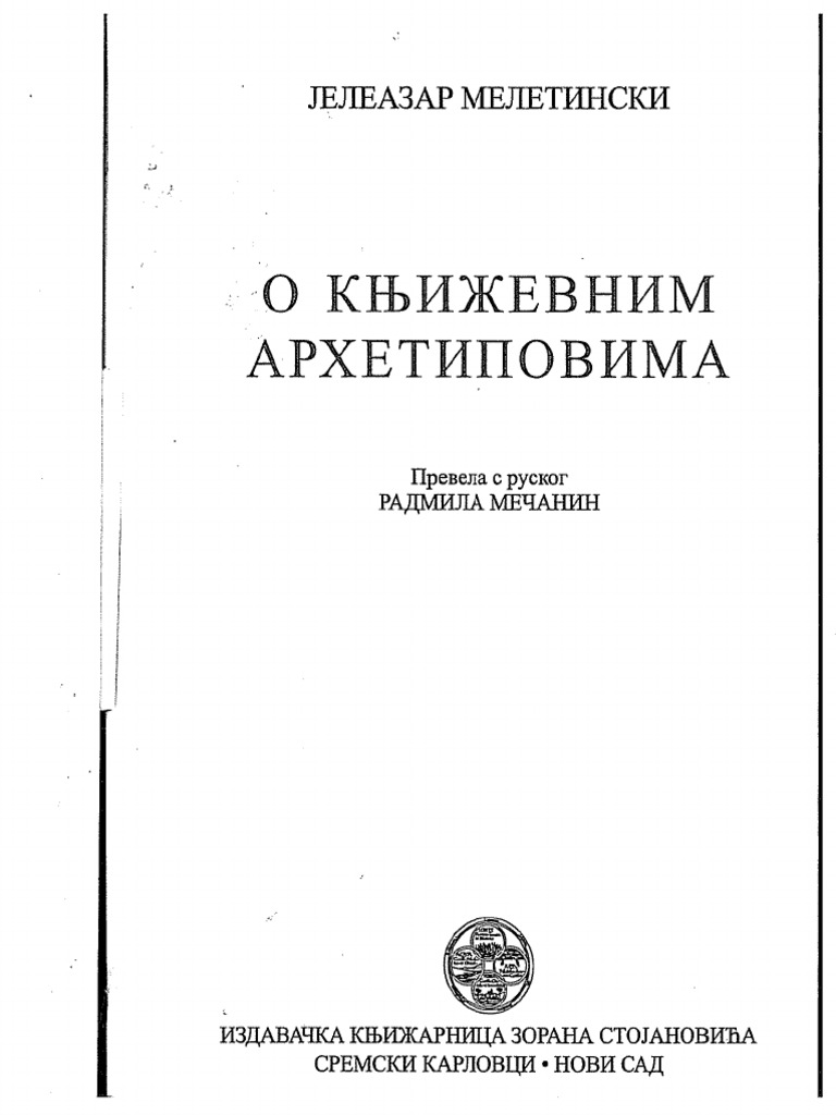 Jeleazar Meletinski - O Knji - Evnim Arhetipovima PDF | PDF