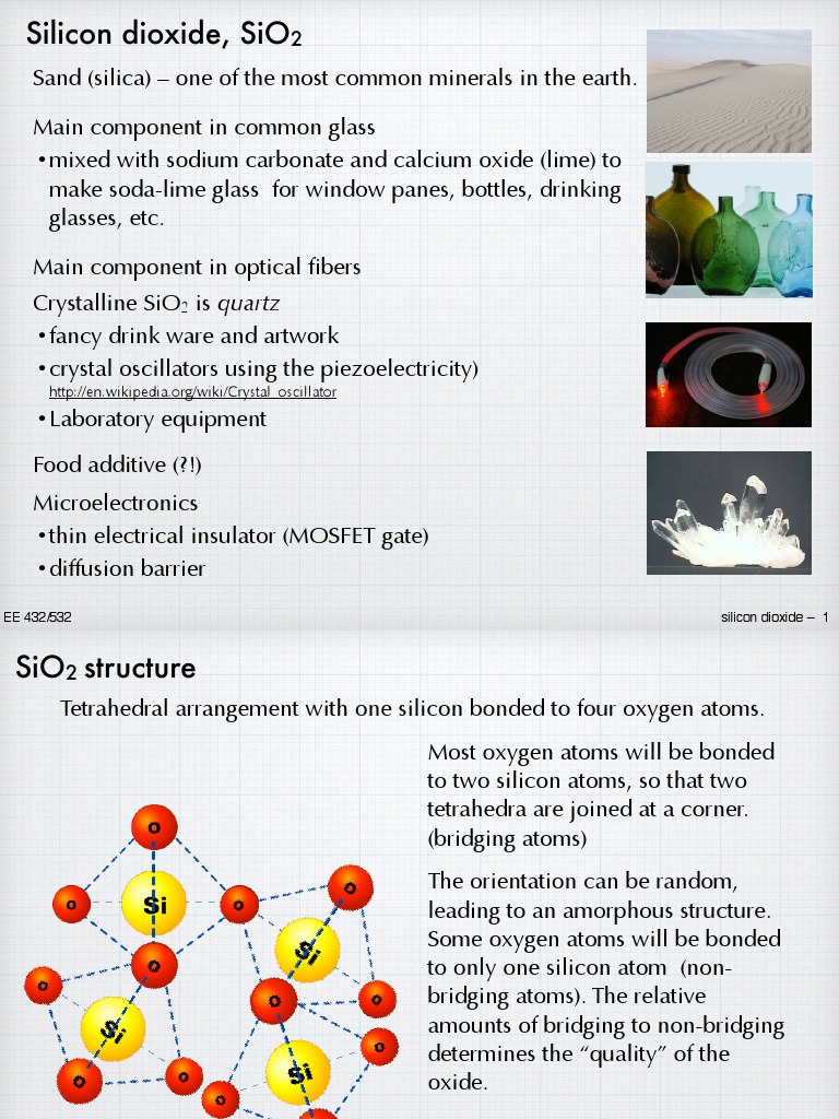 EE 432/532 Silicon Dioxide - 1 | PDF | Silicon Dioxide | Silicon