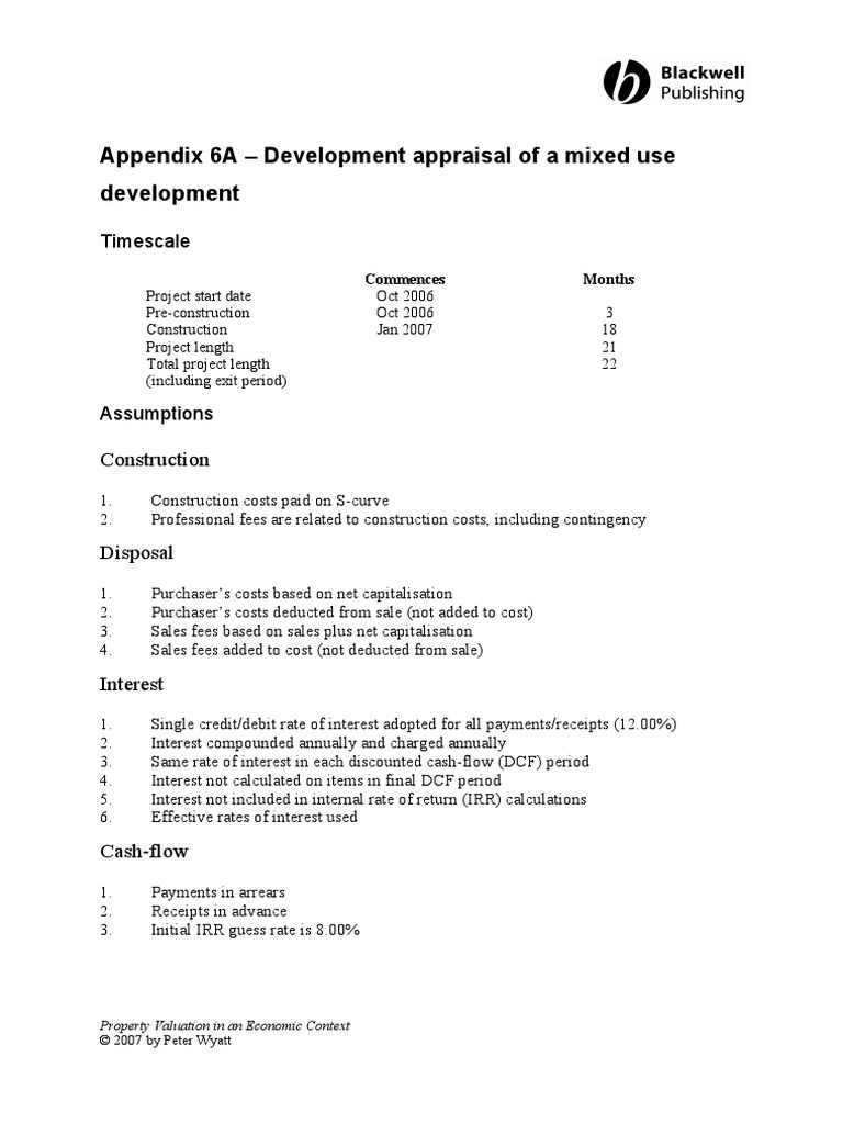 Sample Development Appraisal | PDF | Real Estate Appraisal | Yield ...