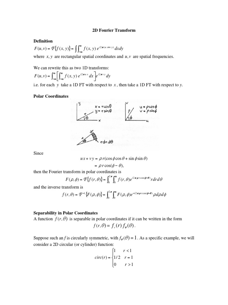 Fourier Transforms 2D | PDF | Coordinate System | Trigonometric Functions