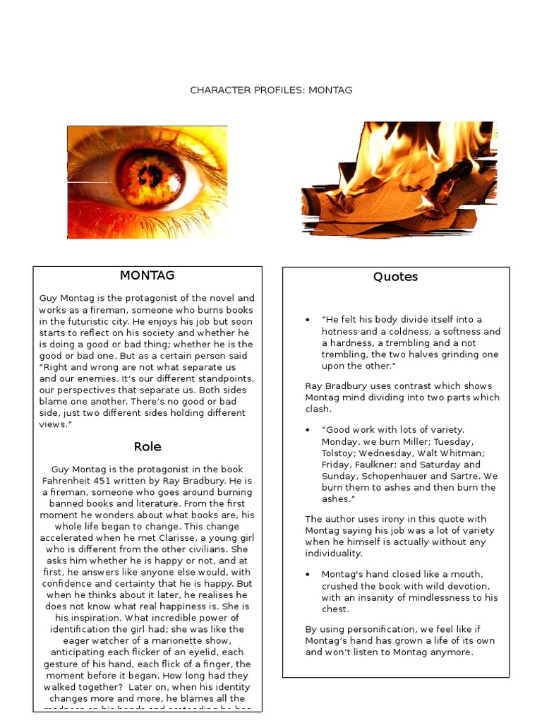 Fahrenheit 451 Character Profiles | PDF