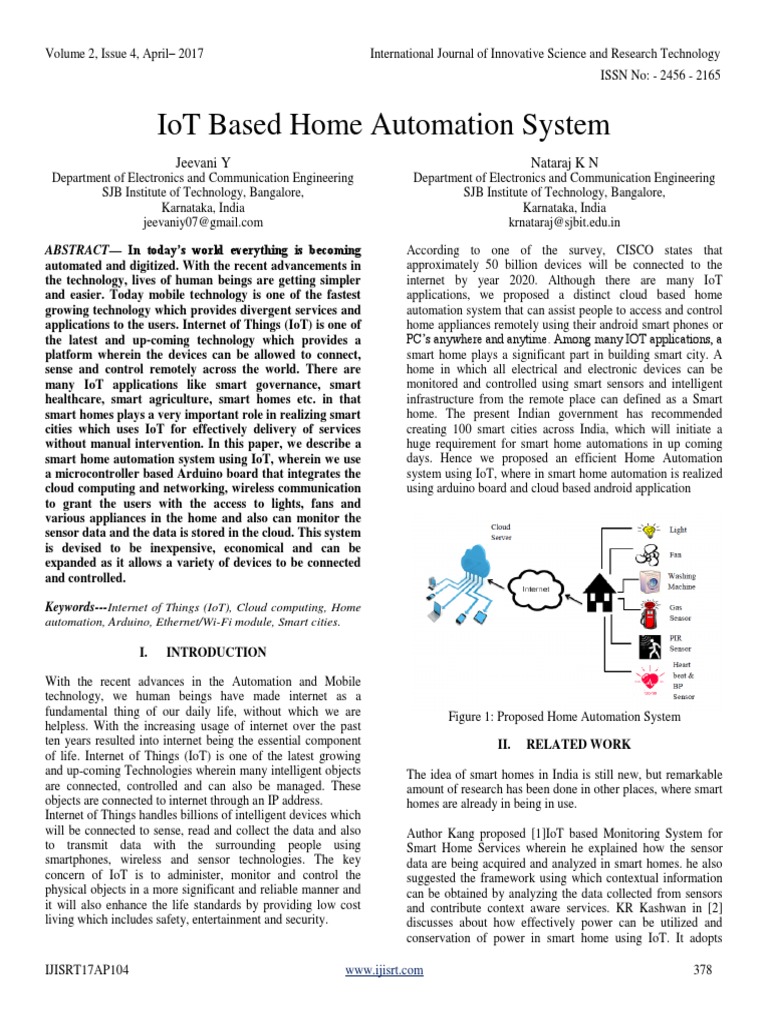 IoT Based Home Automation System | PDF | Internet Of Things | Home ...