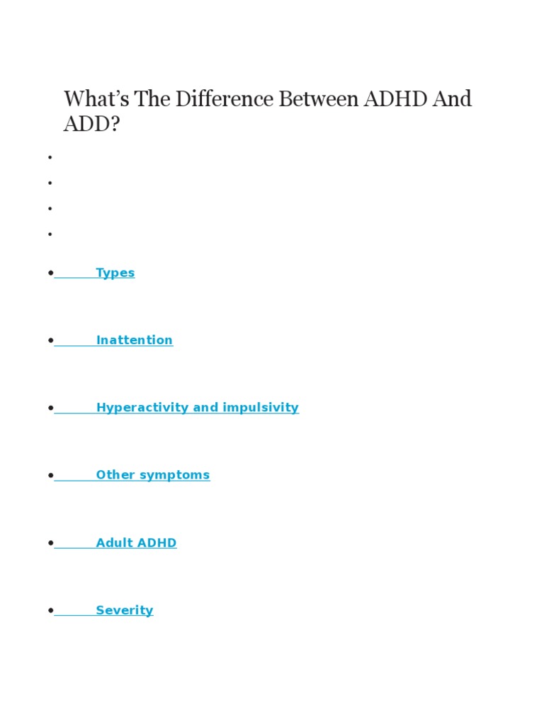 What's The Difference Between ADHD and Add?: Types | PDF | Attention ...