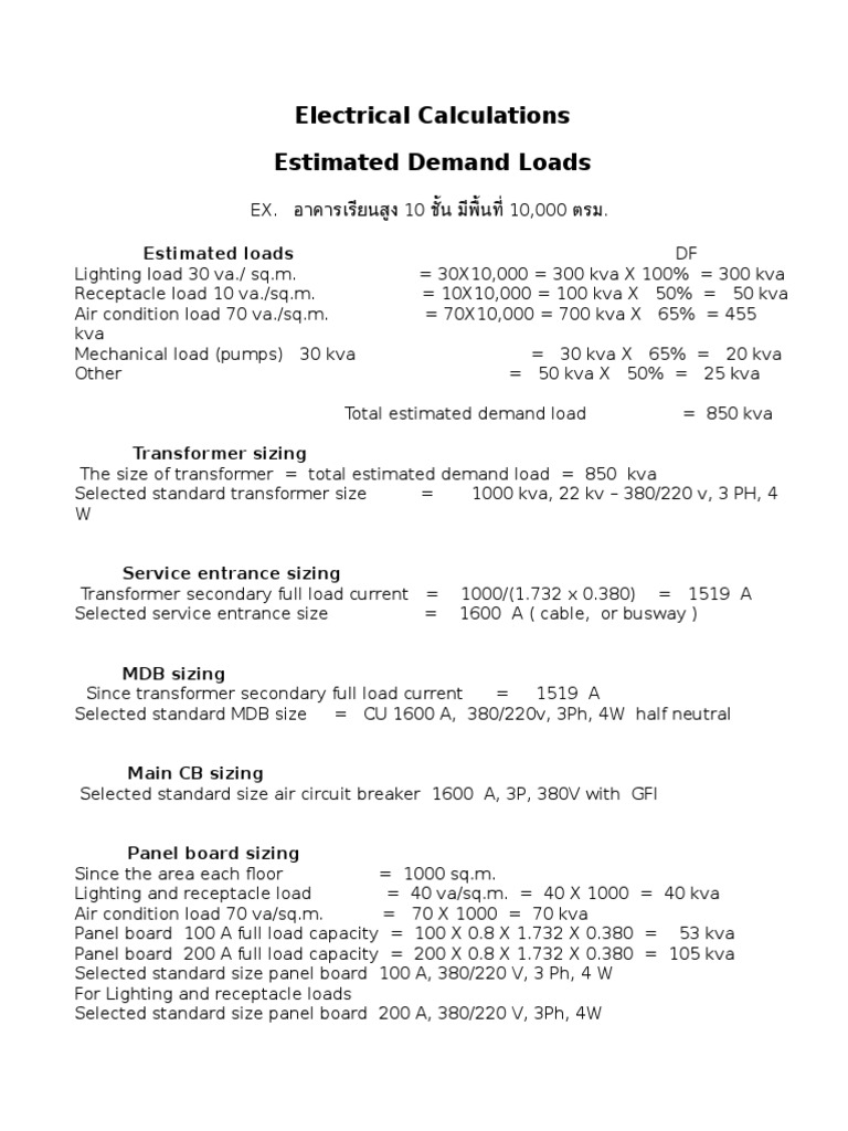 Estimated Demand Loads | PDF