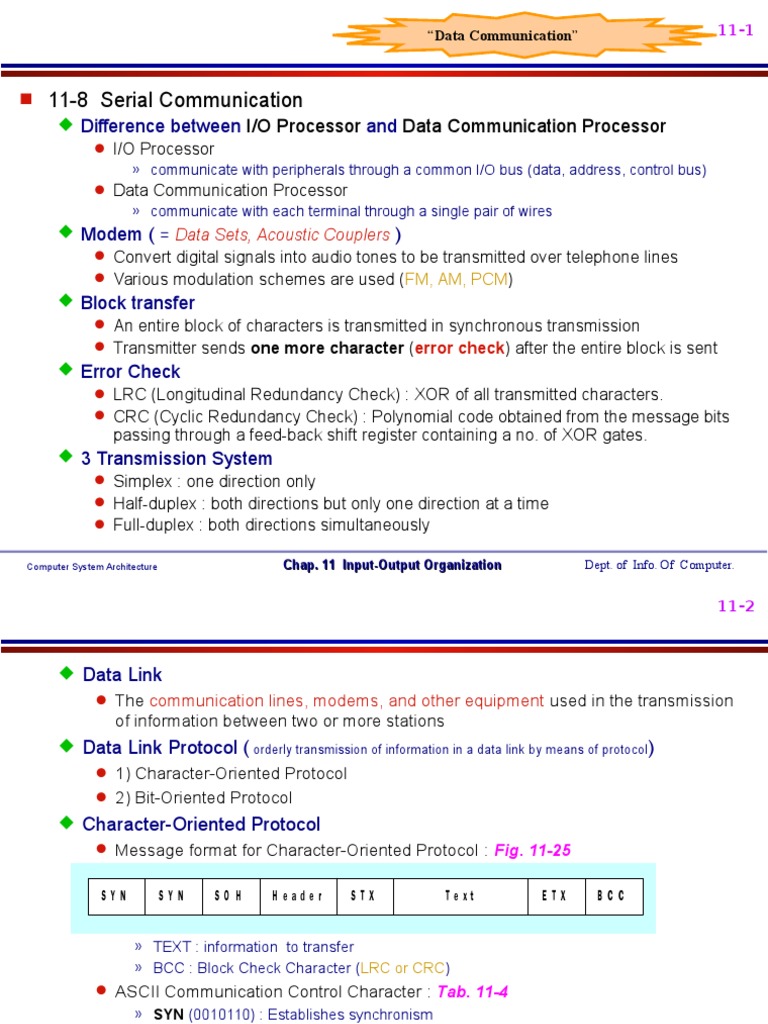 11-8 Serial Communication: Difference Between and | PDF | Data ...
