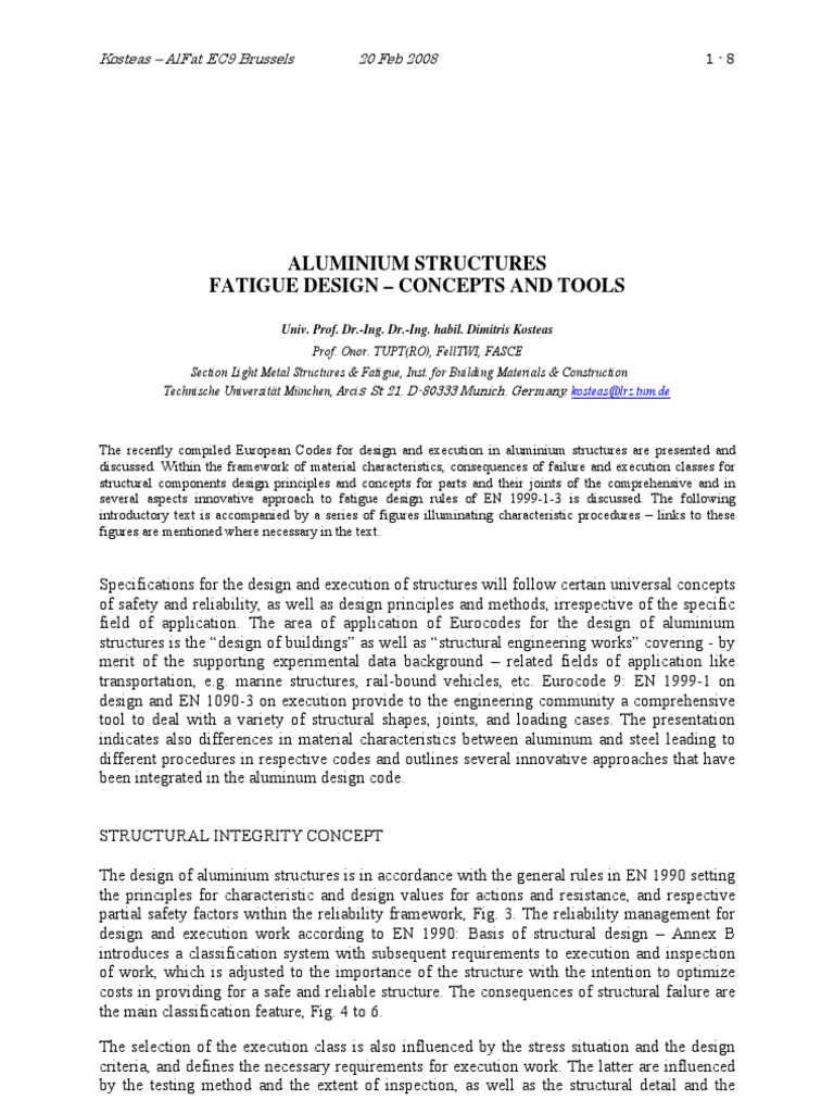 Aluminium Structures Fatigue Design - Concepts and Tools | PDF ...