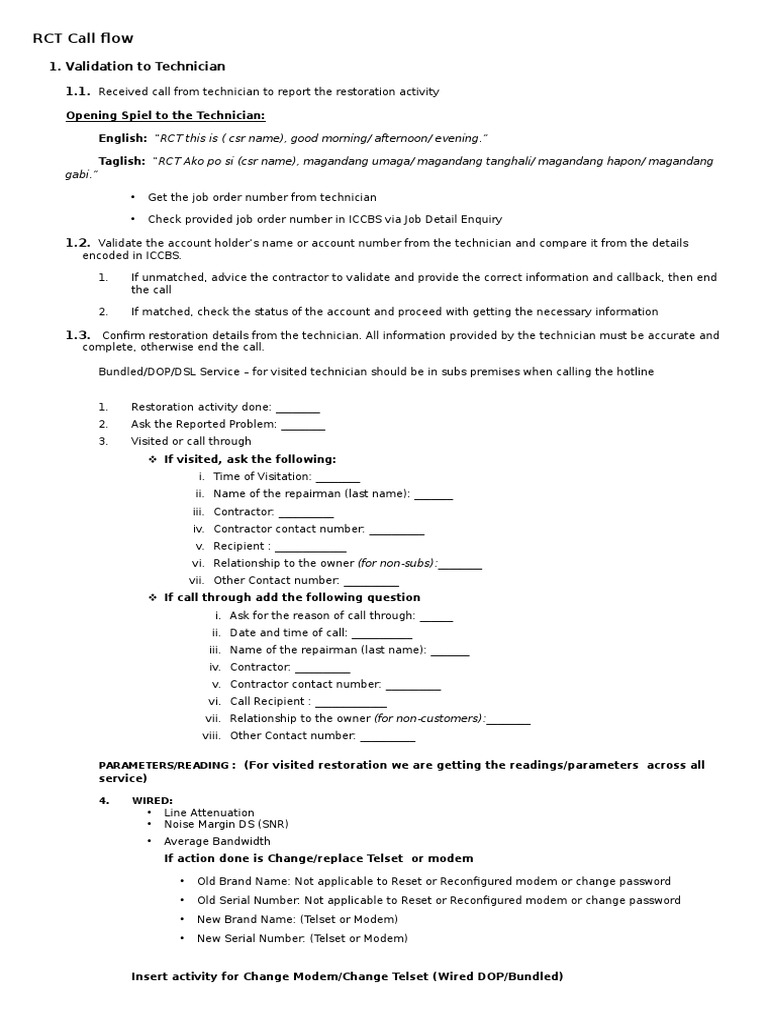 RCT Call Flow Validation Guide | PDF | Modem | 3 G