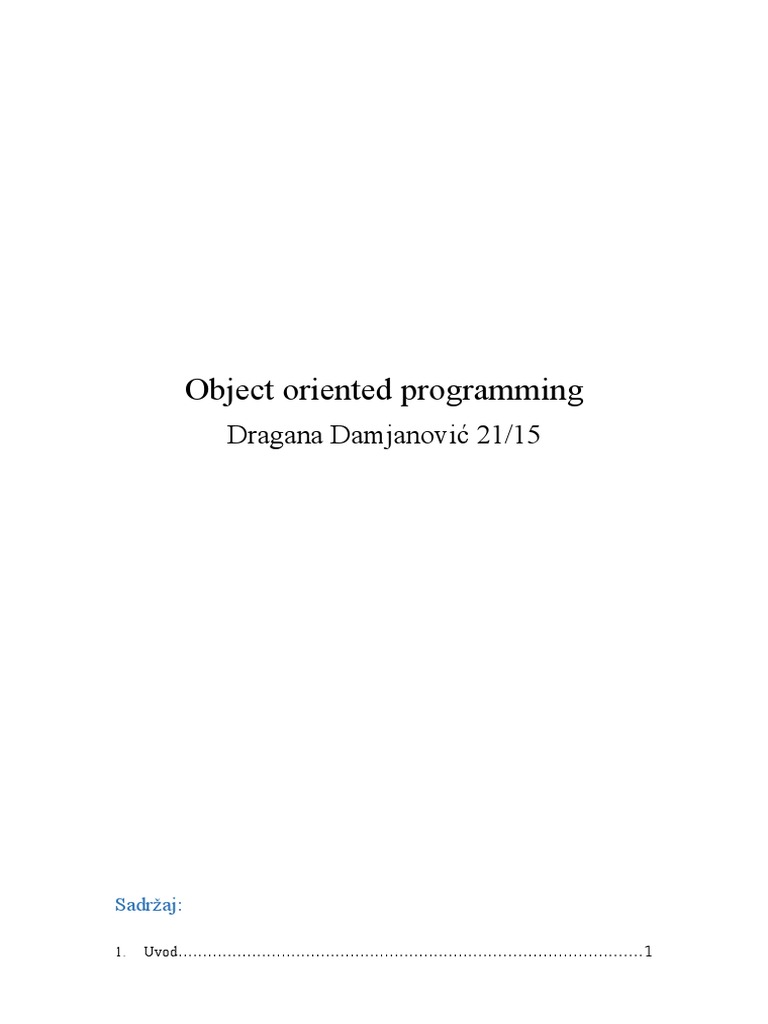 Objektno Orijentisano Programiranje | PDF