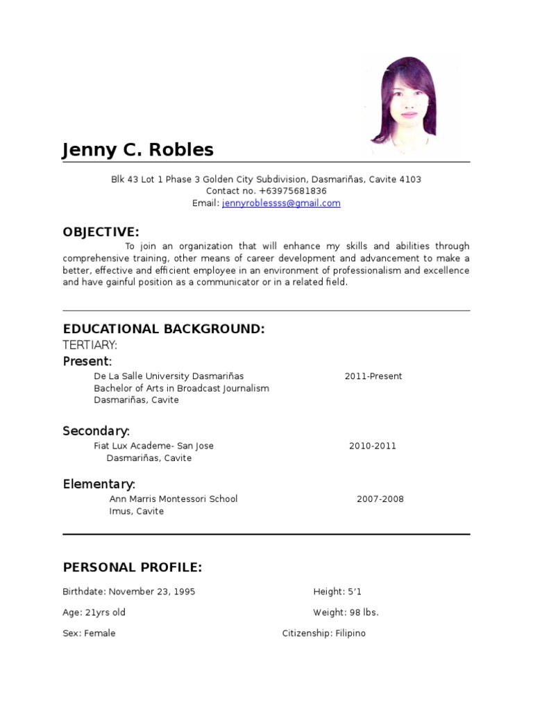 Jenny Robles Resume | PDF