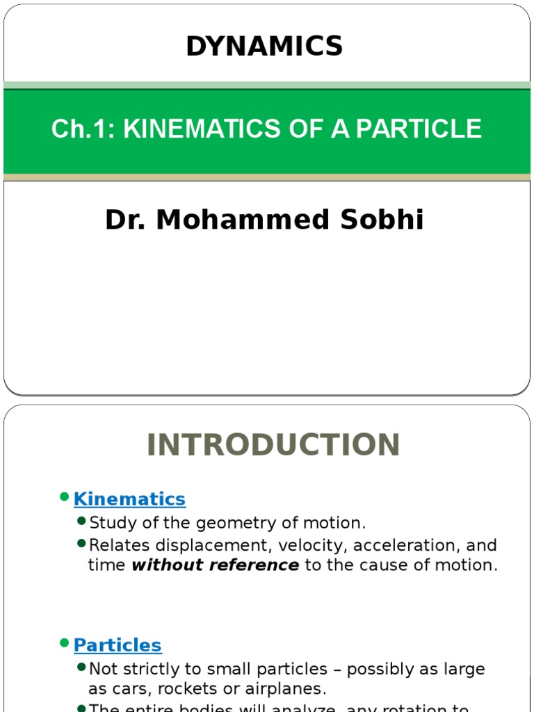 Dynamics-Ch.1 Kinematics of A Particle-Spring 2017 | PDF | Acceleration | Euclidean Vector
