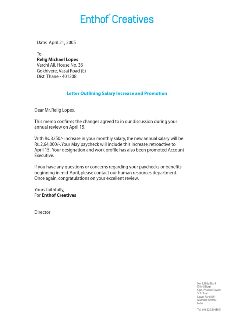 Salary Increase and Promotion Confirmation | PDF