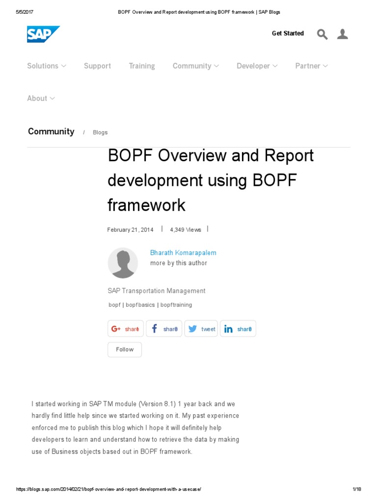 BOPF Overview and Report Development Using BOPF Framework - SAP Blogs | PDF | Computer ...