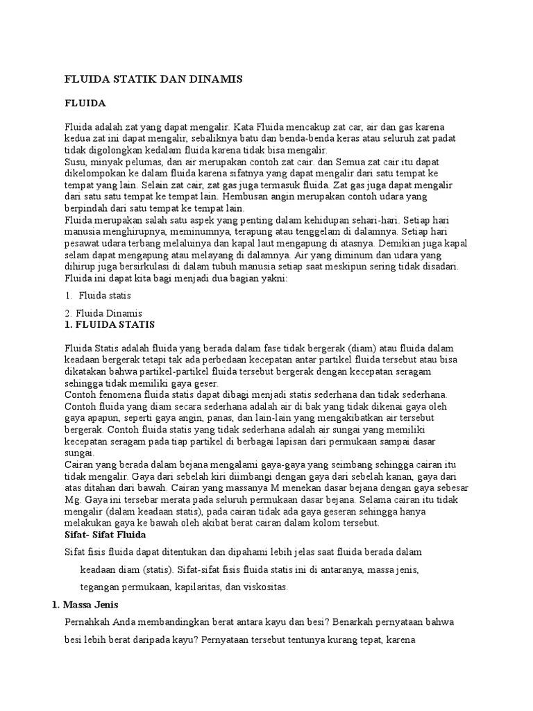 Fluida Statik Dan Dinamis | PDF