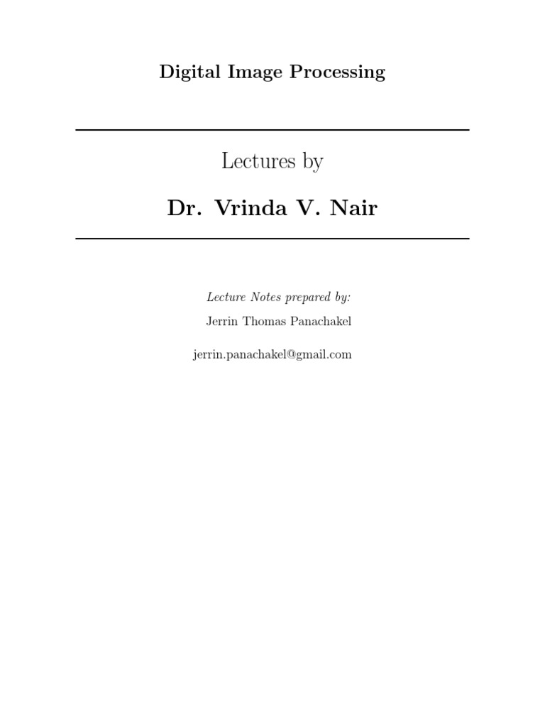 Digital Image Processing - Lecture Notes | PDF | Image Resolution ...