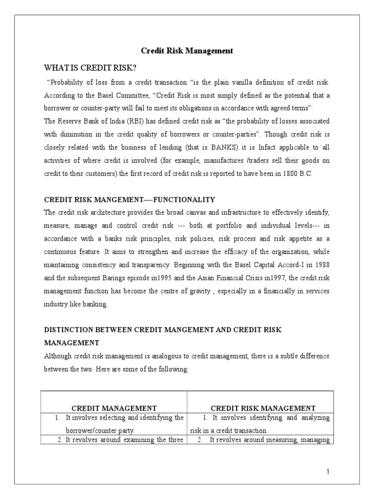 Credit Risk Management | PDF | Credit (Finance) | Credit Risk