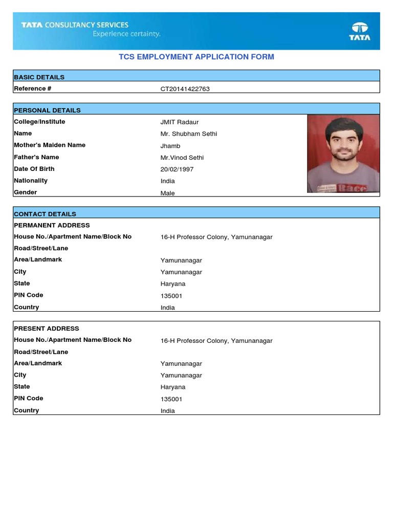 Tcs Employment Application Form | PDF | Background Check | Justice