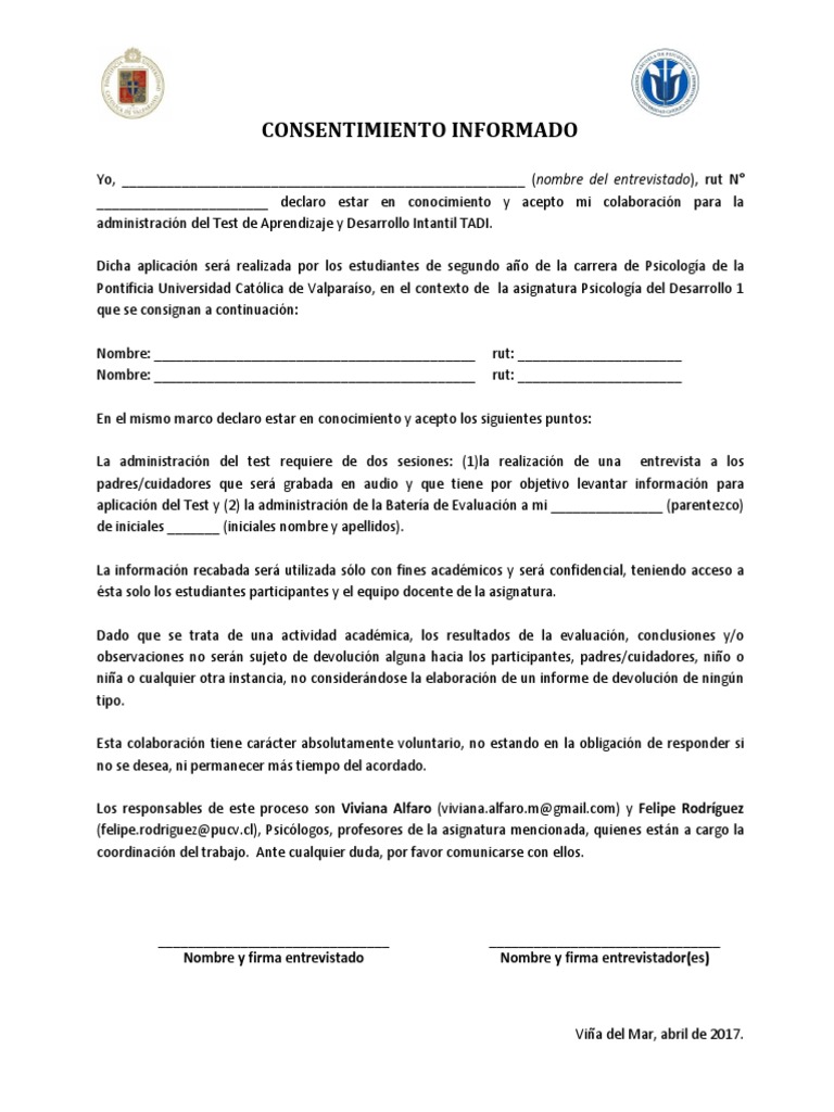 Formato de Consentimiento Informado 2017 Tadi